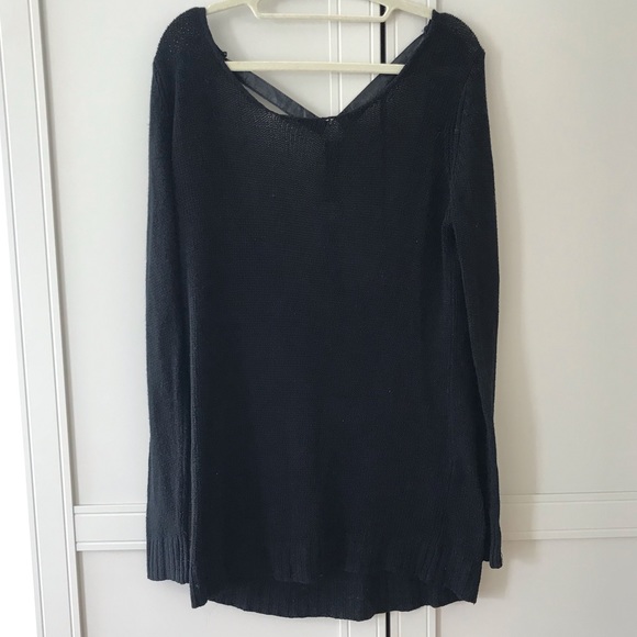 AKIRA | Sweaters | Oversized Sweater With Open Back Leather Detail ...